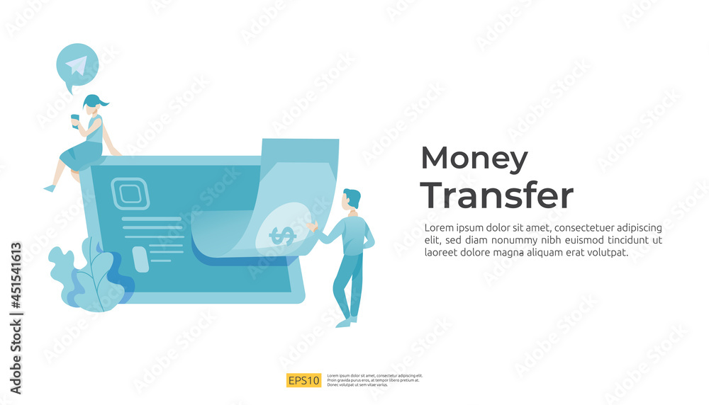 money transfer vector illustration concept for E-commerce market or ...