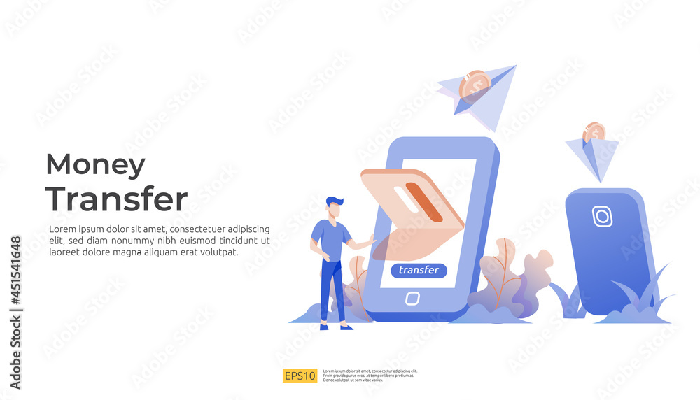 money transfer vector illustration concept for E-commerce market or ...