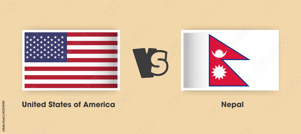 United States of America vs Nepal flags placed side by side. Creative ...