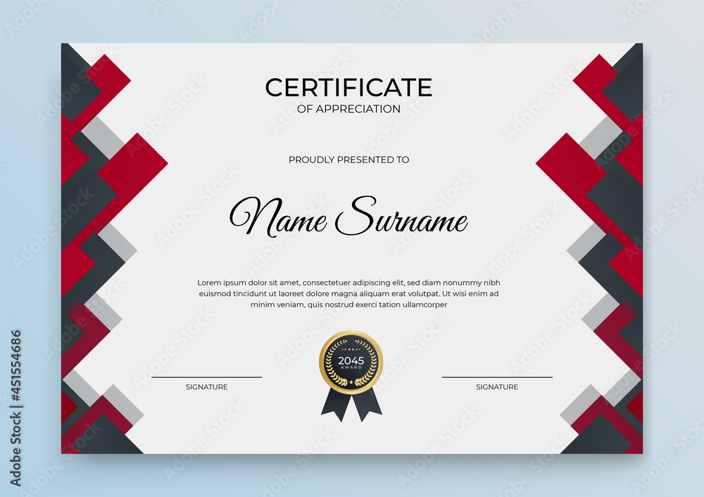 Premium elegant professional black and red certificate of appreciation ...