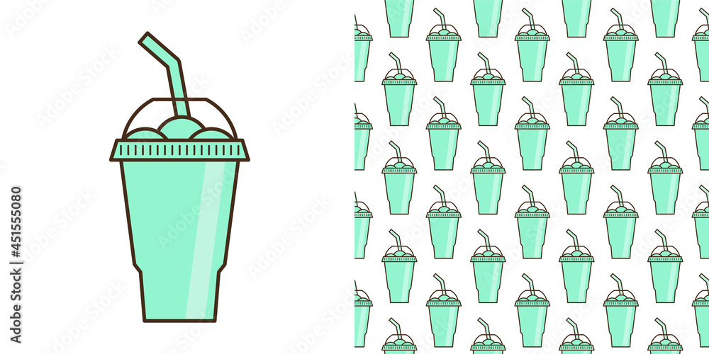 Vector slush drink isolated icon. Cartoon ice cup (Frozen Drink). Emoji ...