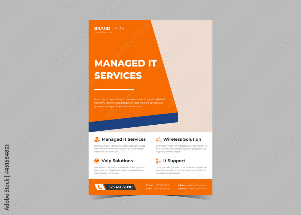IT service and management flyer template idea sample. Virtual IT ...