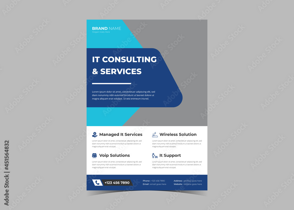 IT service and management flyer template idea sample. Virtual IT ...