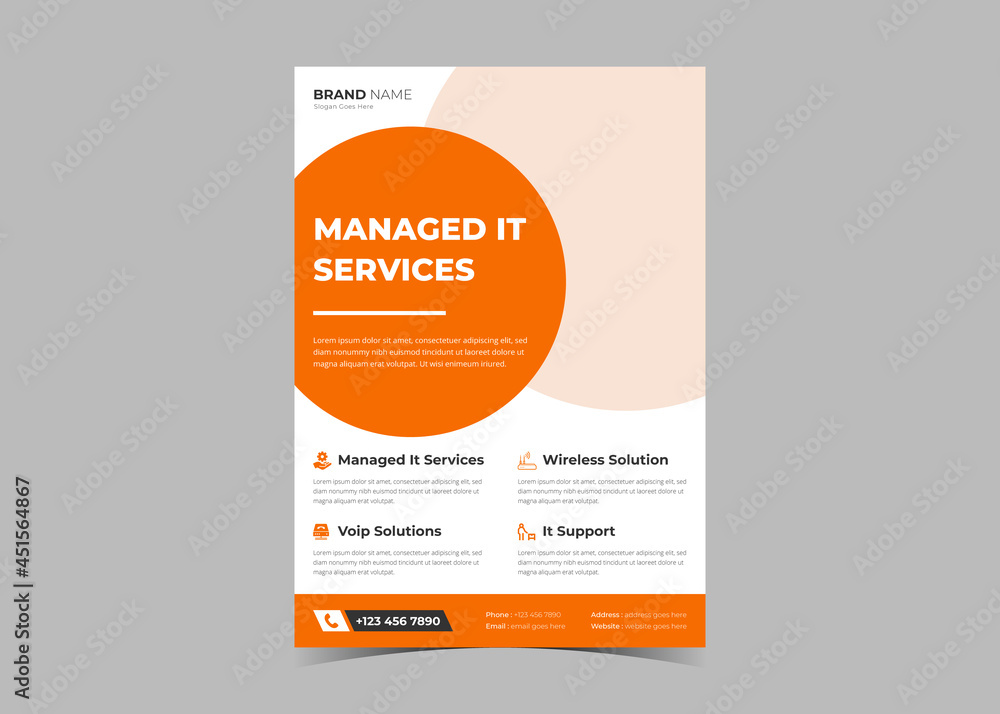 IT service and management flyer template idea sample. Virtual IT ...