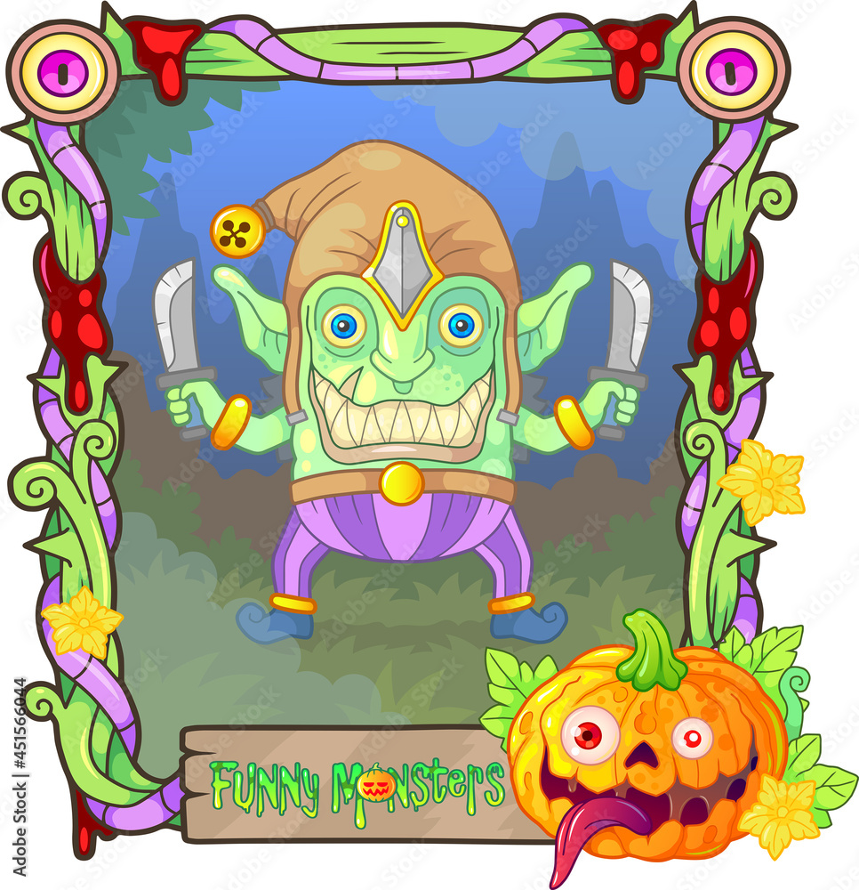 Vetor de cartoon scary monster goblin, funny illustration do Stock ...