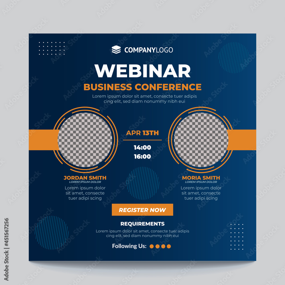 Business Conference webinar banner invitation and social media post ...