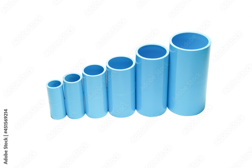 multiple sizes of Blue PVC socket for water supply pipe fitting on ...