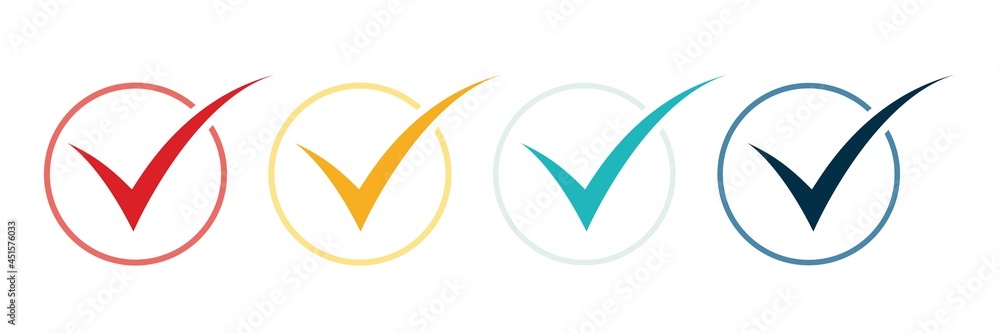 Check mark icon. Multi-colored check marks. The icon is accepted. Sign ... Check mark icon. Multi-colored check marks. The icon is accepted. Sign ...