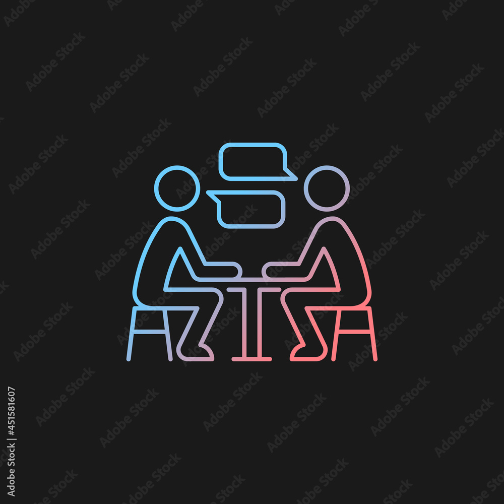 Interpersonal communication gradient vector icon for dark theme ...