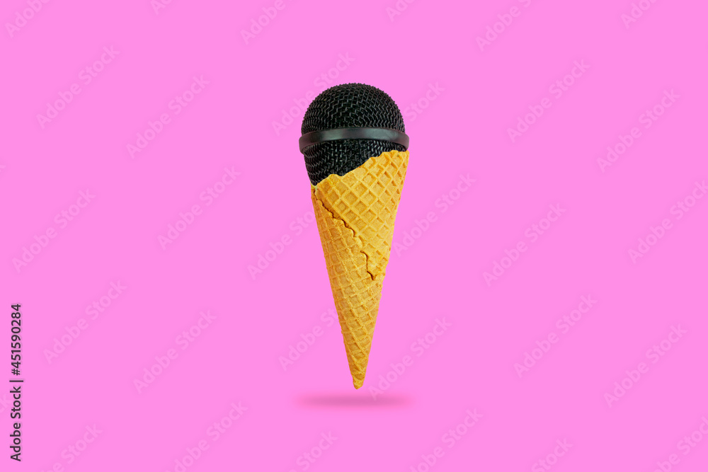 microphone in an ice cream cone. creative microphone in the horn Stock ...