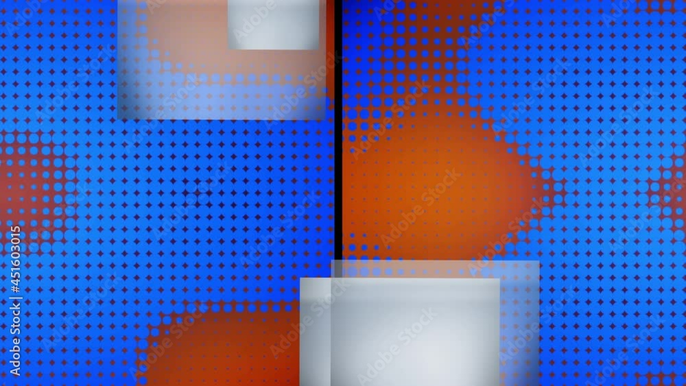 Animation of split screen with grey squares and blue pixels changing ...