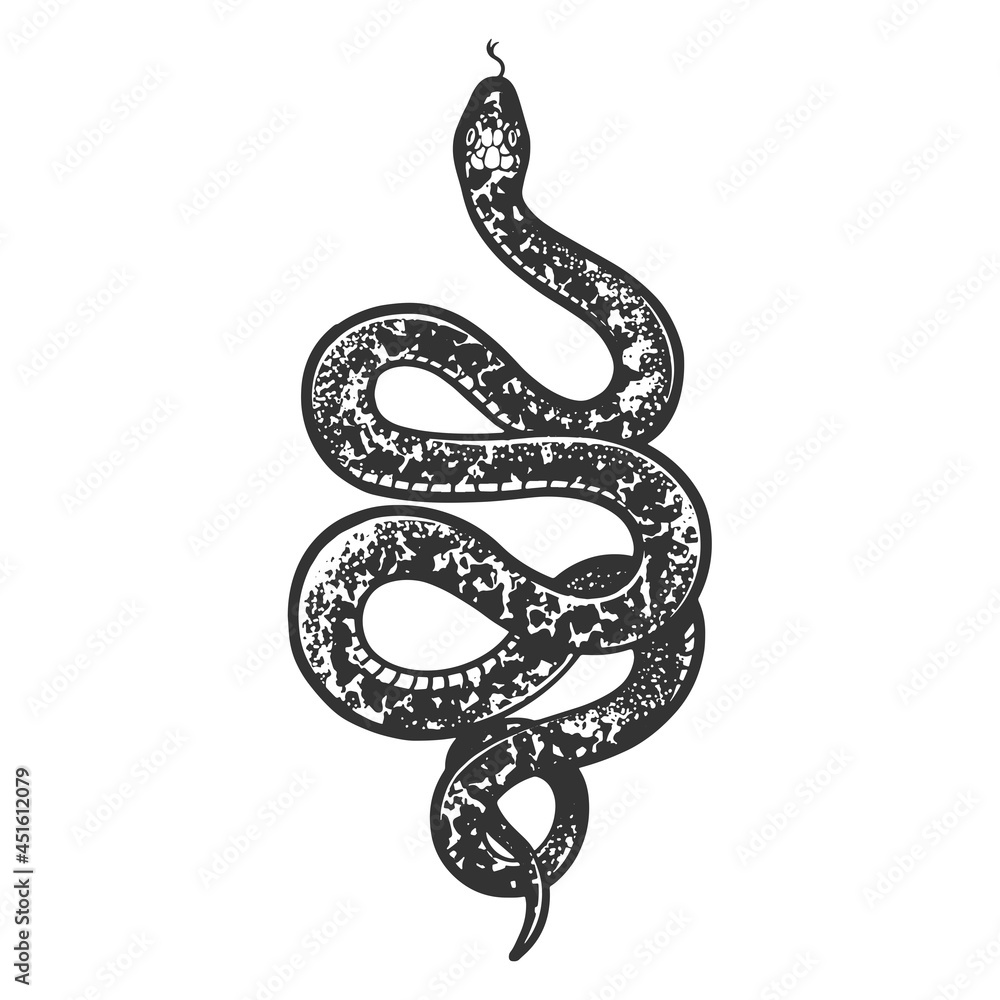 Snake tattoo sketch engraving vector illustration. T-shirt apparel ...