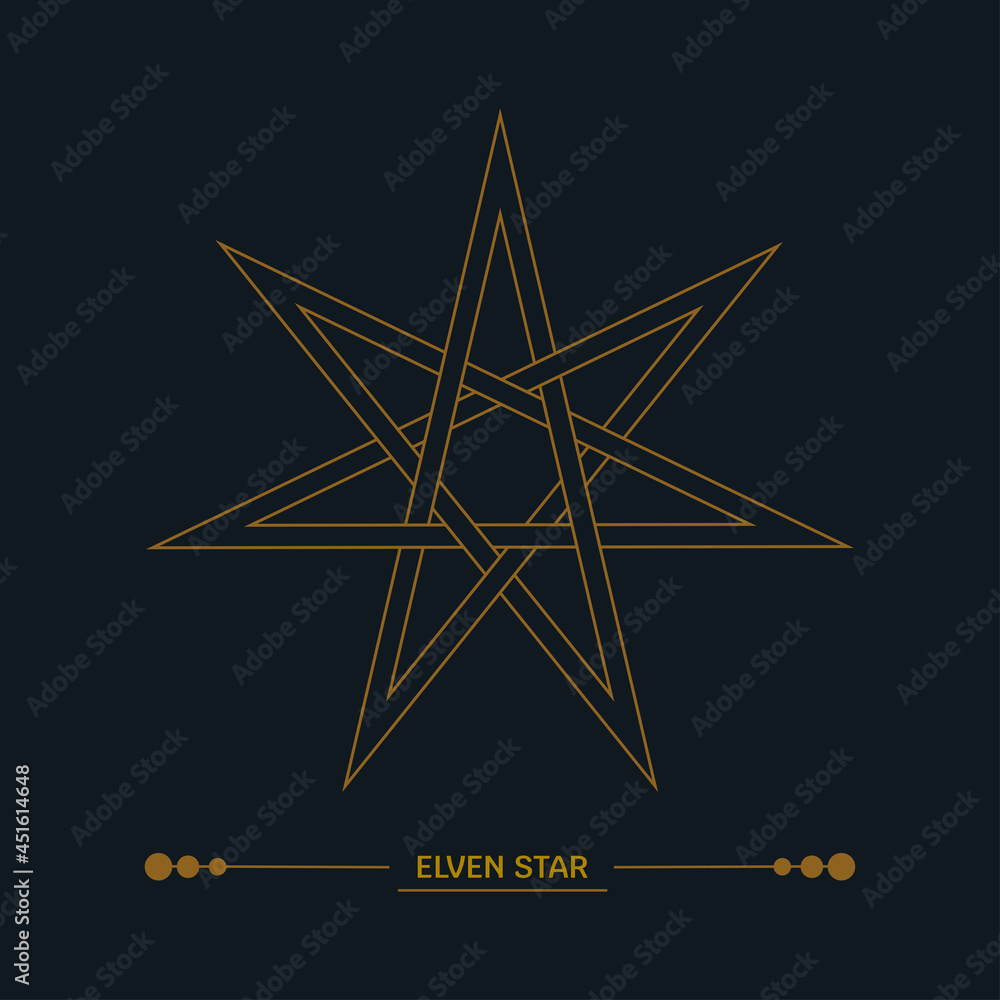 Vecteur Stock Elven star symbol sign. Magician seven-pointed star as a ...
