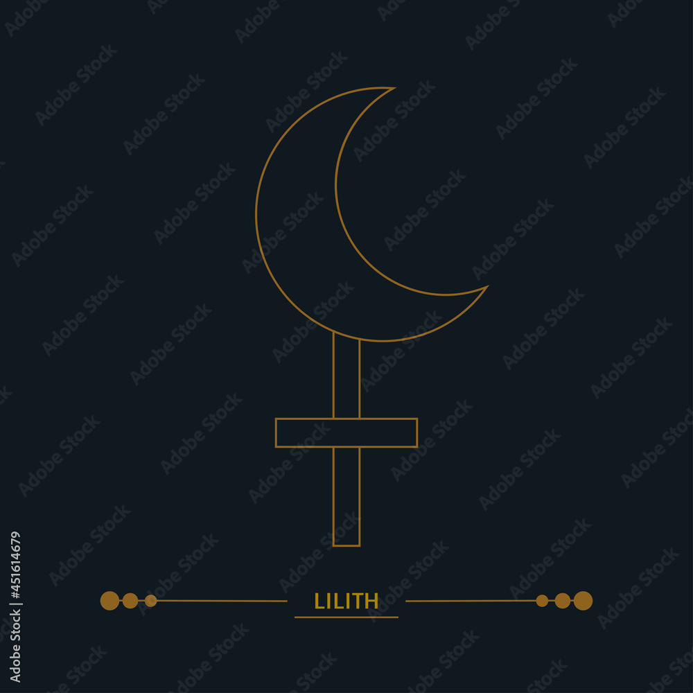 Lilith sign. False moon, demon goddess. Protective amulet for witches ...