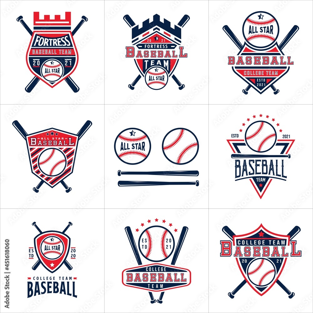 Set of Baseball Badge Logo Design Templates. Sports Team Identity ...