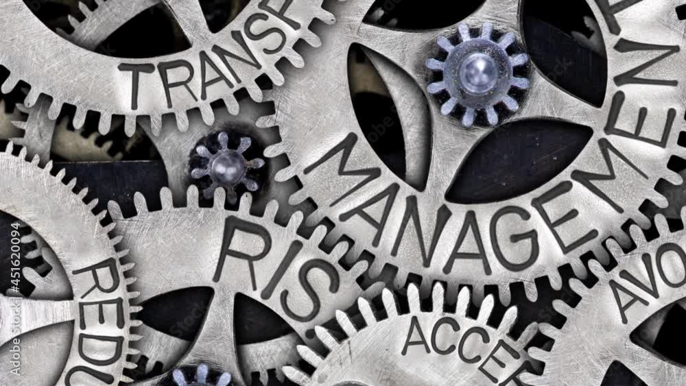 Group of rotating tooth wheels with Risk Management sign imprinted on ...