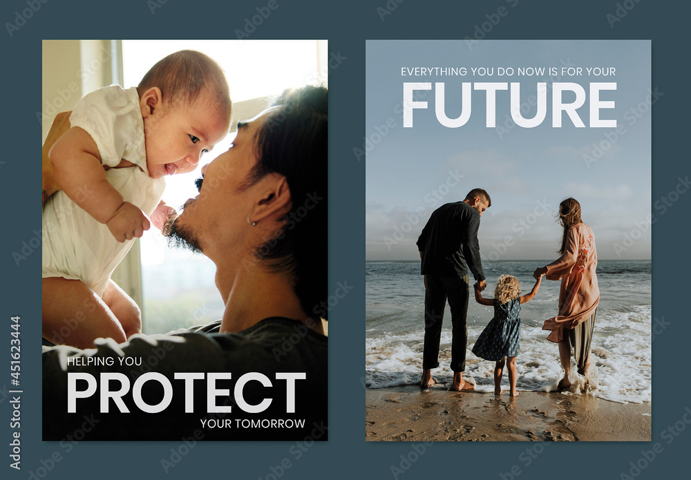 Family Health Insurance Poster Layout Stock Template | Adobe Stock