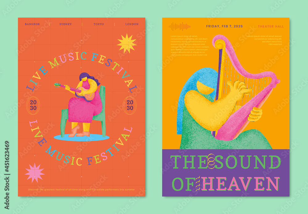 Colorful Concert Poster Layout Stock Template | Adobe Stock
