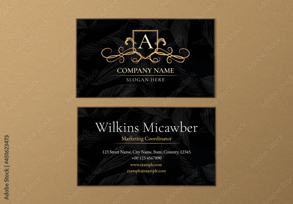 Classy Business Card Layout with Vintage Ornaments Stock Template ...
