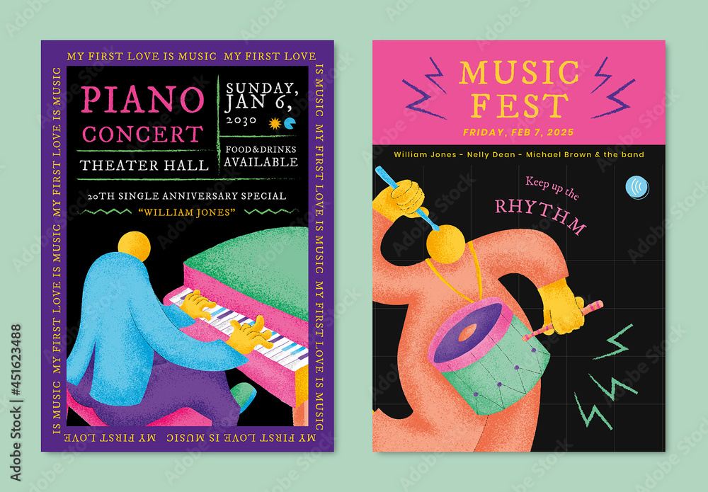 Colorful Concert Poster Layout Stock Template | Adobe Stock