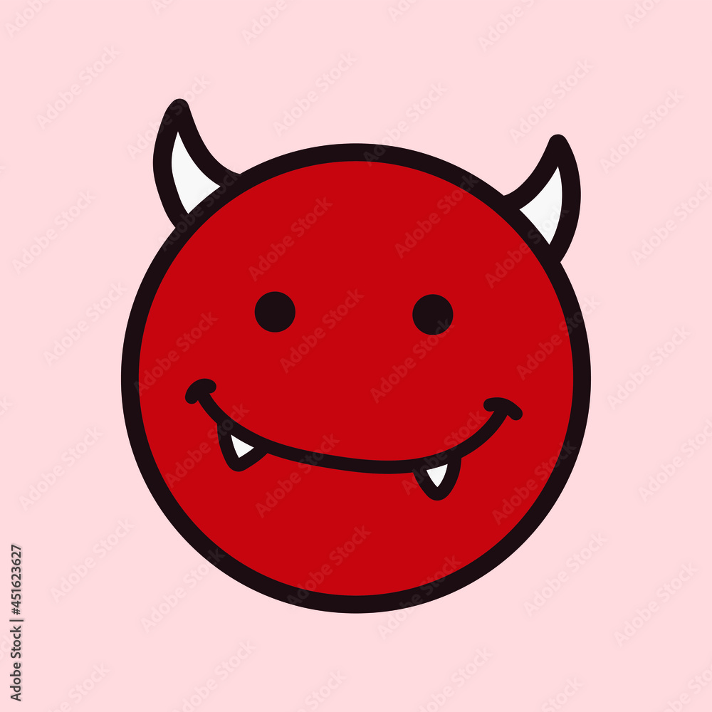 Little red devil funny face, cute face of a devil face smiling with ...