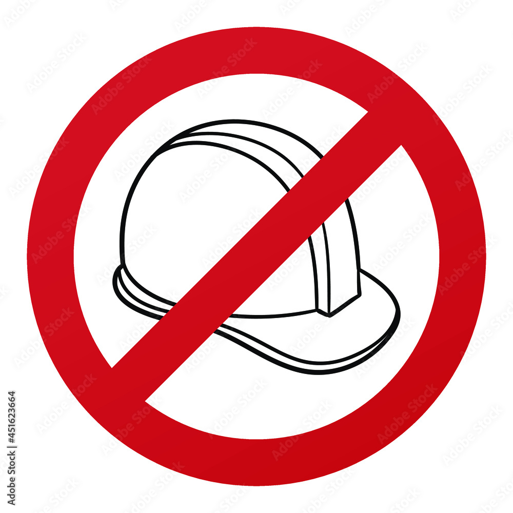 No Helmet Symbol Isolated on White Background. Protection Vector ...