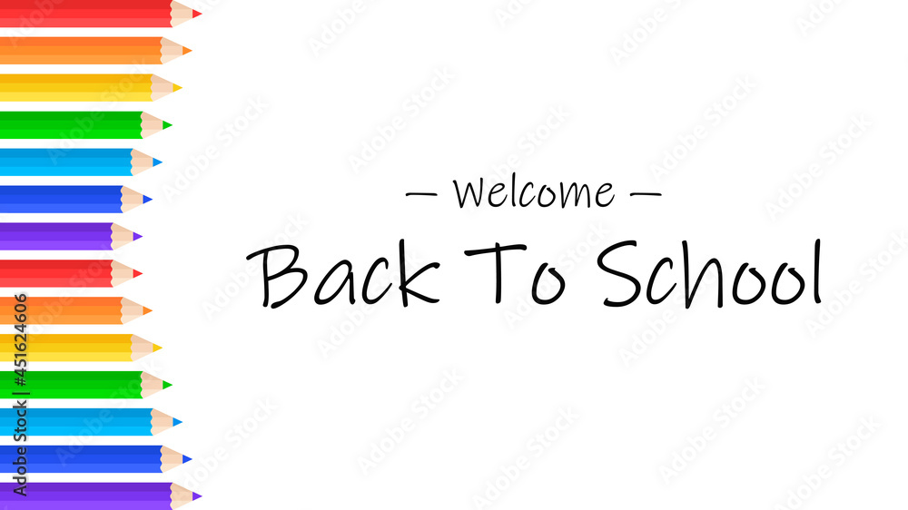 Welcome back to school. Invitation with colored wooden pencils. Vector ...