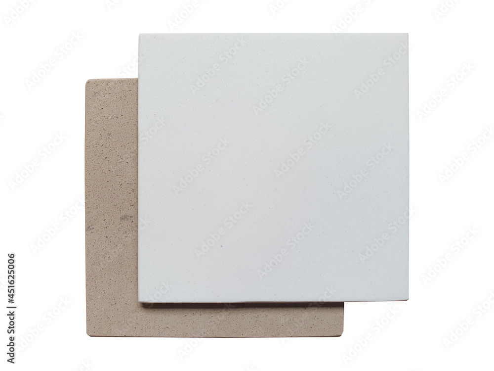 set of white and brown grains artificial stone sample isolated on white ...