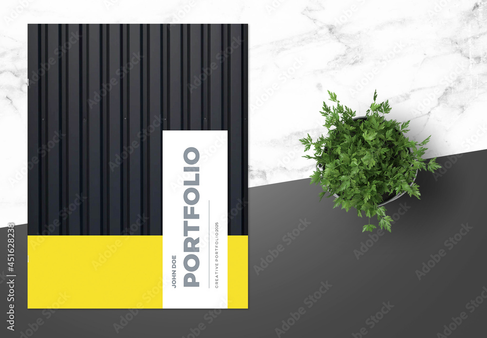 Creative Portfolio Template with Yellow Accent Stock Template | Adobe Stock