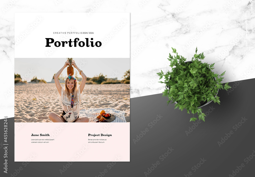Design Portfolio Template with Pastel Accent Stock Template | Adobe Stock
