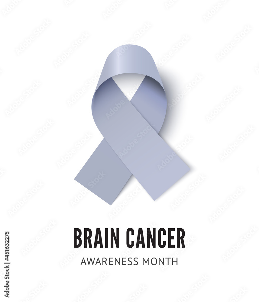 Brain cancer awareness ribbon vector illustration isolated on white ...