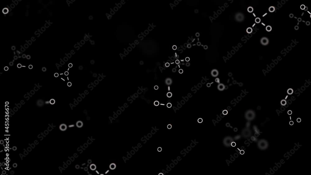 Abstract chemical formulas consisting of benzene rings on black ...