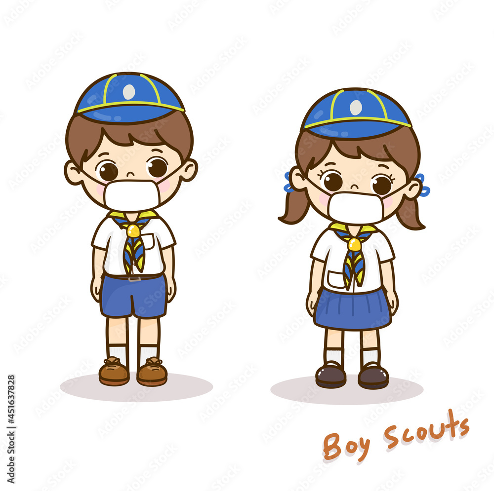 Cartoon Cute Boy Scouts vector. Stock Vector | Adobe Stock
