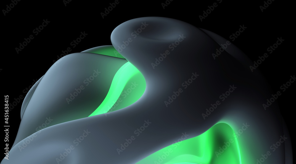 3d render of abstract art part of alien flower in spherical curve wavy ...