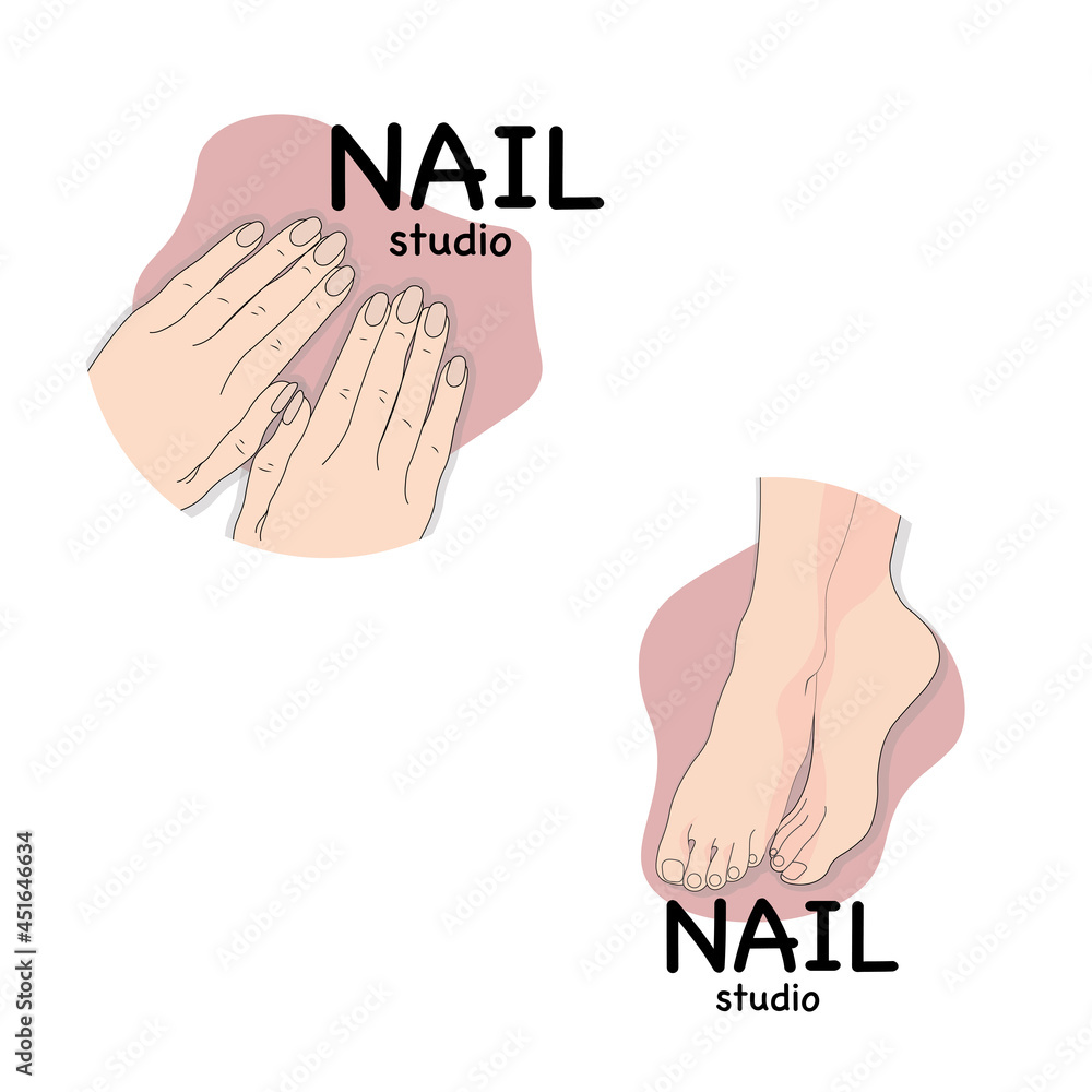 Nail studio, manicure salon labels and logo vector. Manicure and ...