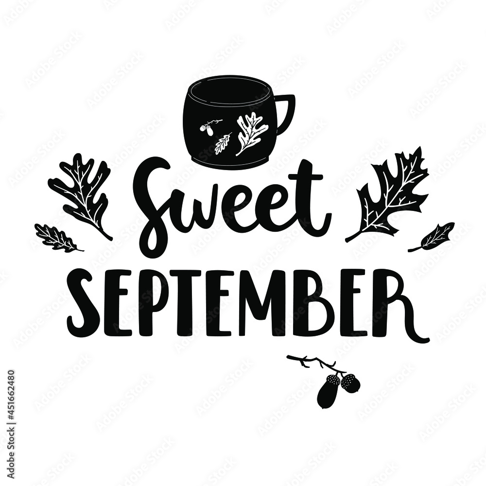 September Leaves Clipart Black And White