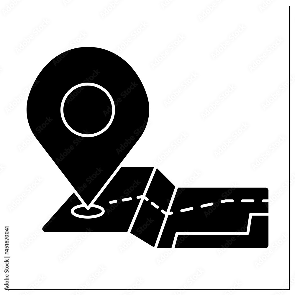 Landmark glyph icon. Recognizable natural or artificial features. Used ...