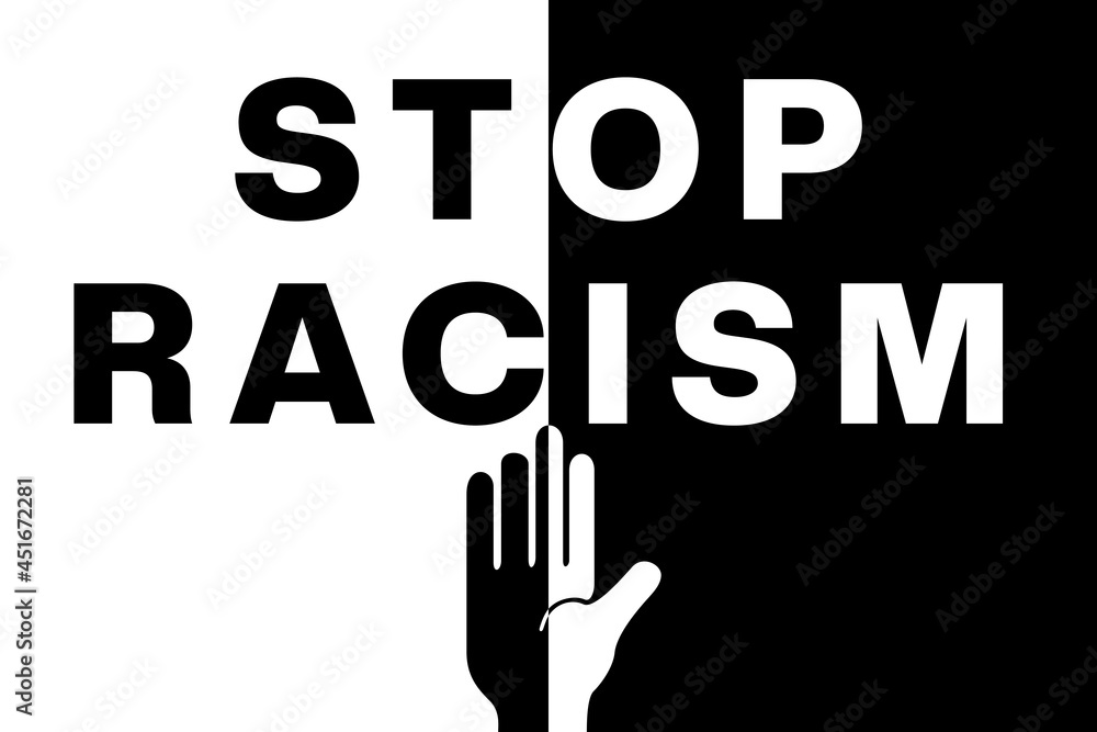 Stop Racism poster design using bold typography style in black and ...