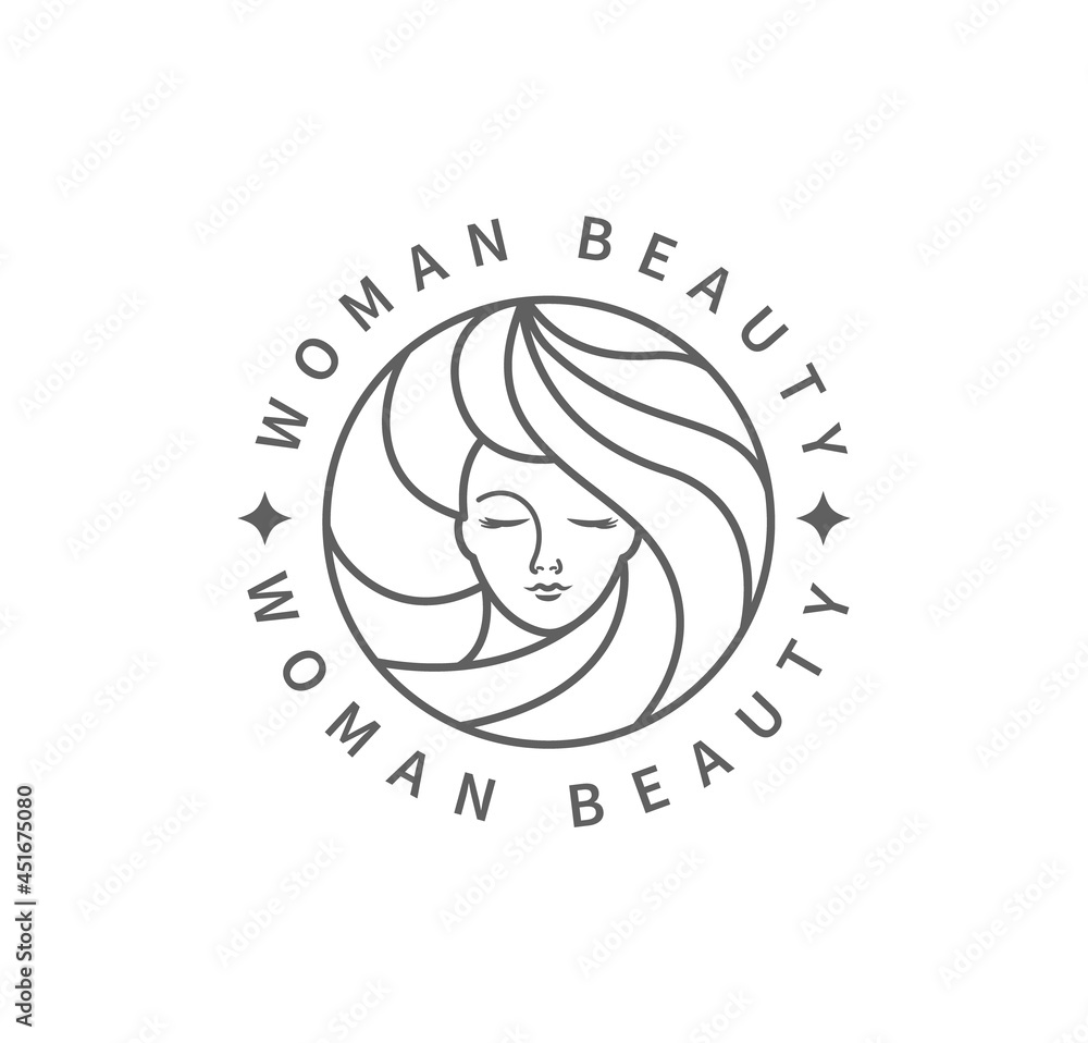Woman beauty fashion logo. Black and white template design in minimal ...