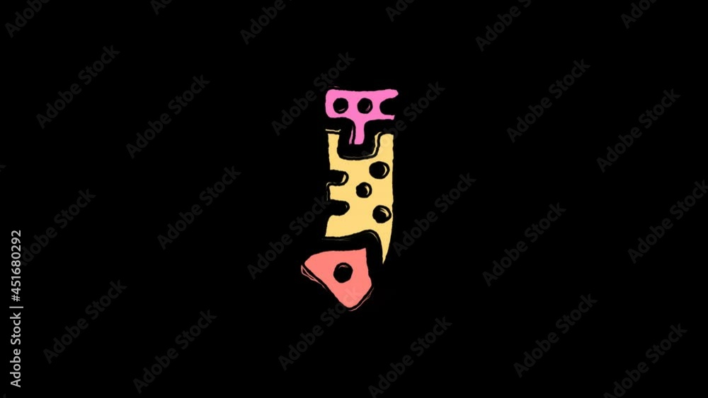 Letter J. Animated Cartoon, grunge Curved lines, Shake twitch effect ...