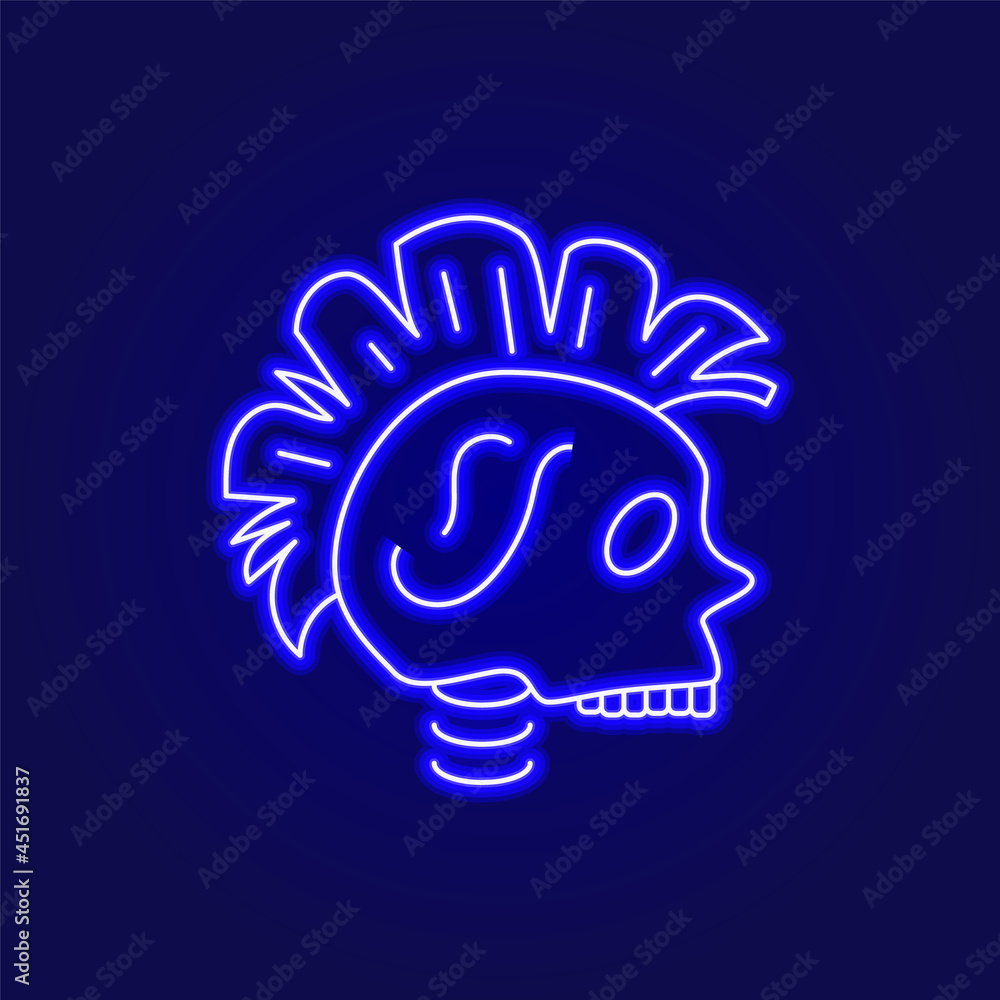 Cyberpunk skull with mohawk outline icon. Futuristic robot with mohawk ...