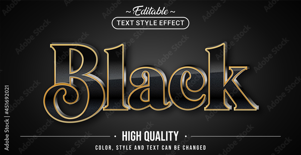 Editable text style effect - Black text style theme. Stock Vector ...