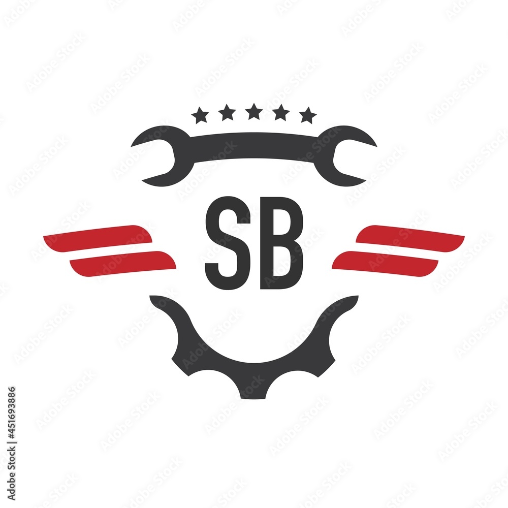 Initial Letter SB Auto Repair Logo Design Template. Auto repair template logo Stock Vector ...