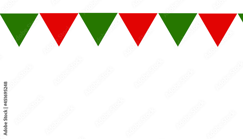 Banderines de color verde y rojo, representando el 16 de septiembre ...