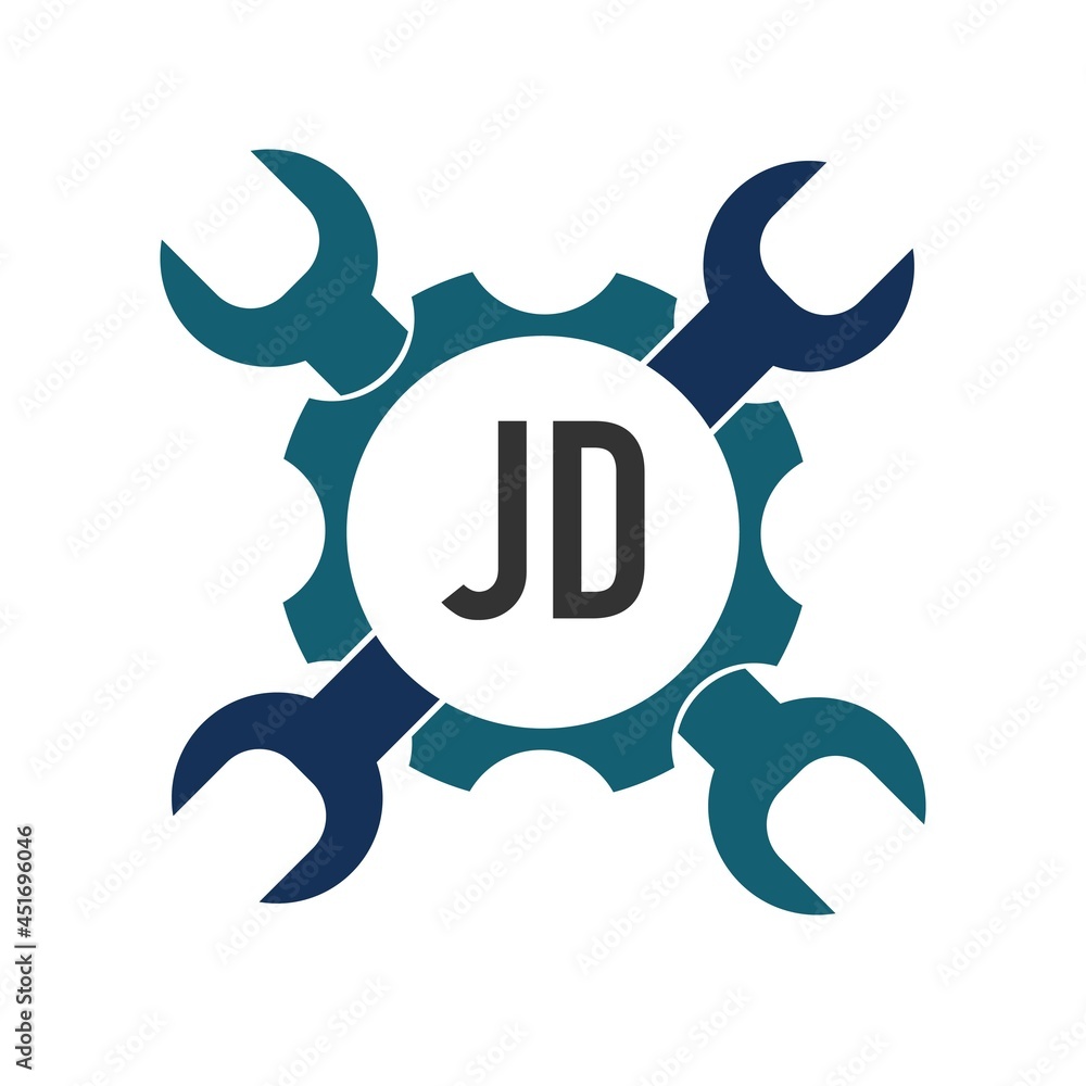 Initial Letter JD Auto Repair Logo Design Template. Auto repait logo ...