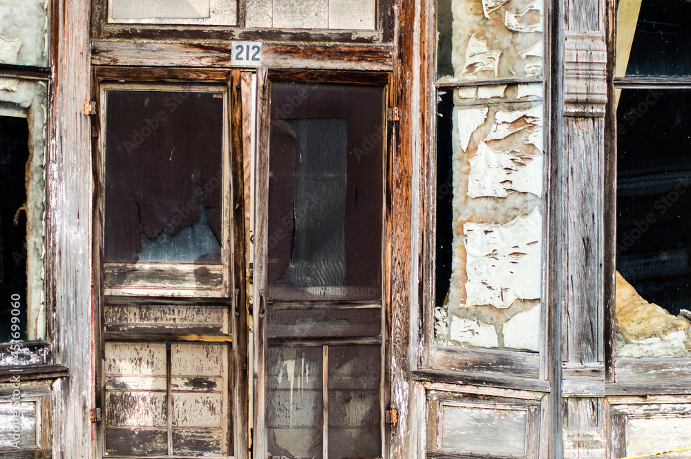 vintage downtown old textured store front double doors 212 Stock Photo ...