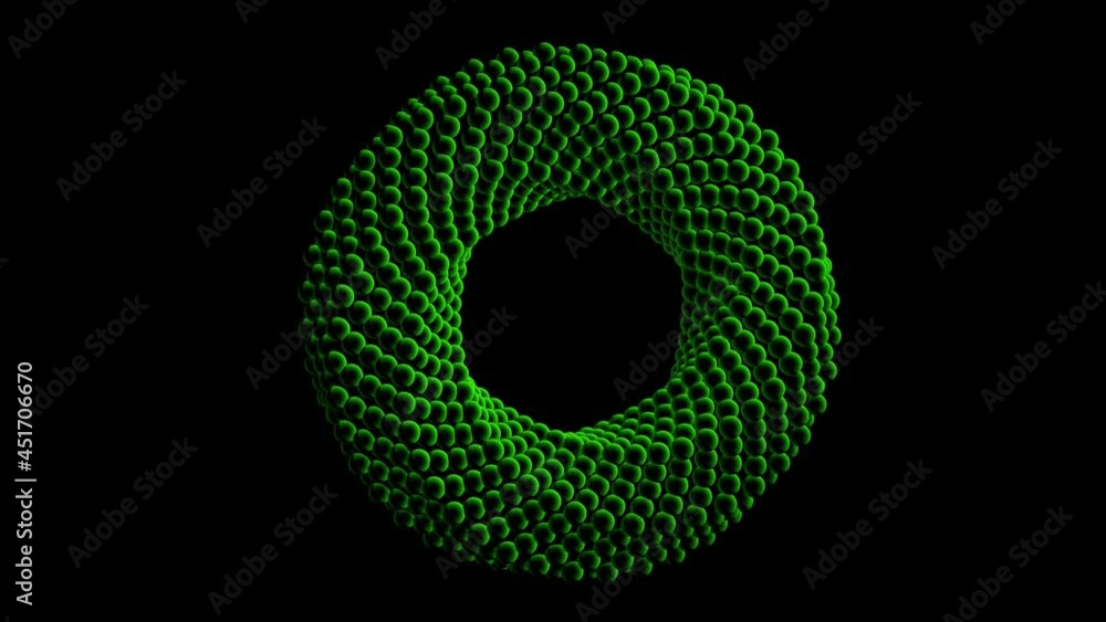Vidéo Stock Abstract green rotating ring. Möbius strip with spheres ...