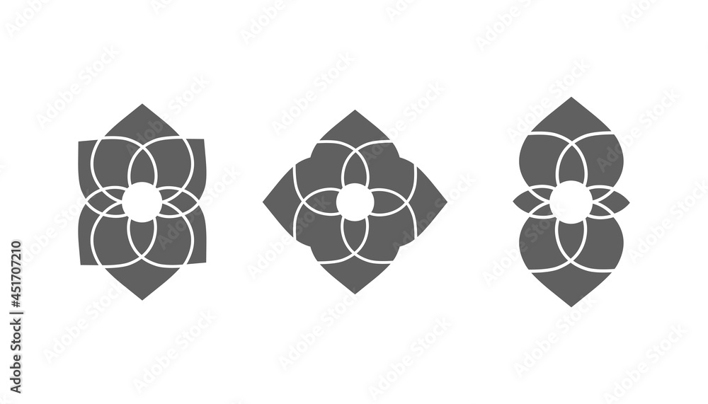 Set of floral design element geometric shapes for symbols, emblem and ...