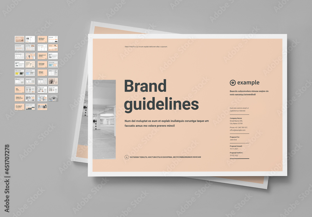 Brand Book Layout with Pale Peach Accents Stock Template | Adobe Stock