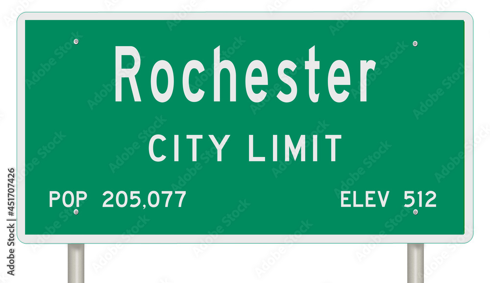 Rendering of a green New York highway sign with city information Stock ...